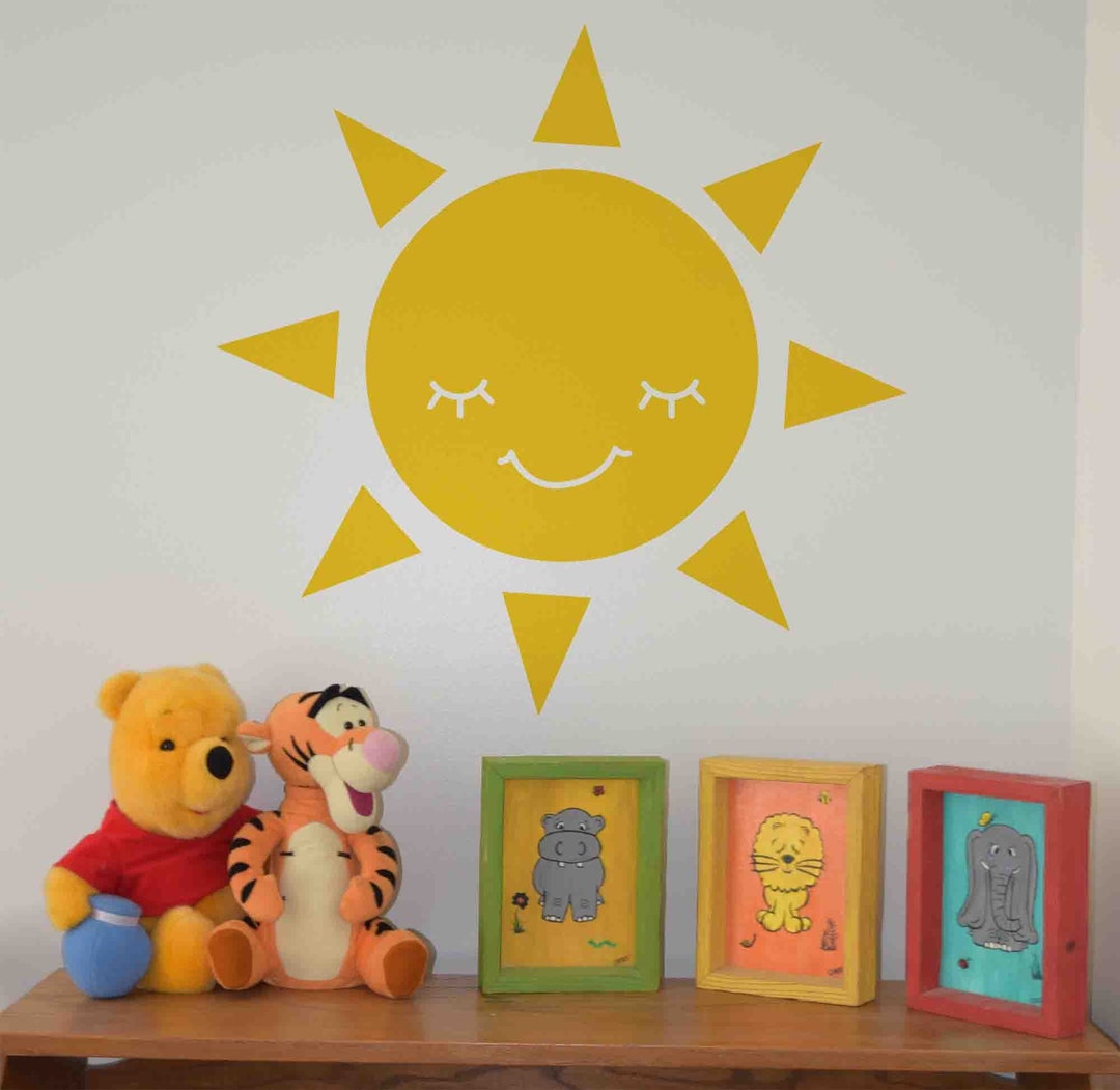 Smiling Sun Vinyl Decal - Sun, Sun Vinyl Wall Art, Sun Sticker, Sun ...