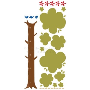 Birds in a Tree Vinyl Growth Chart Vinyl Decal: Child Decor, Children's ...