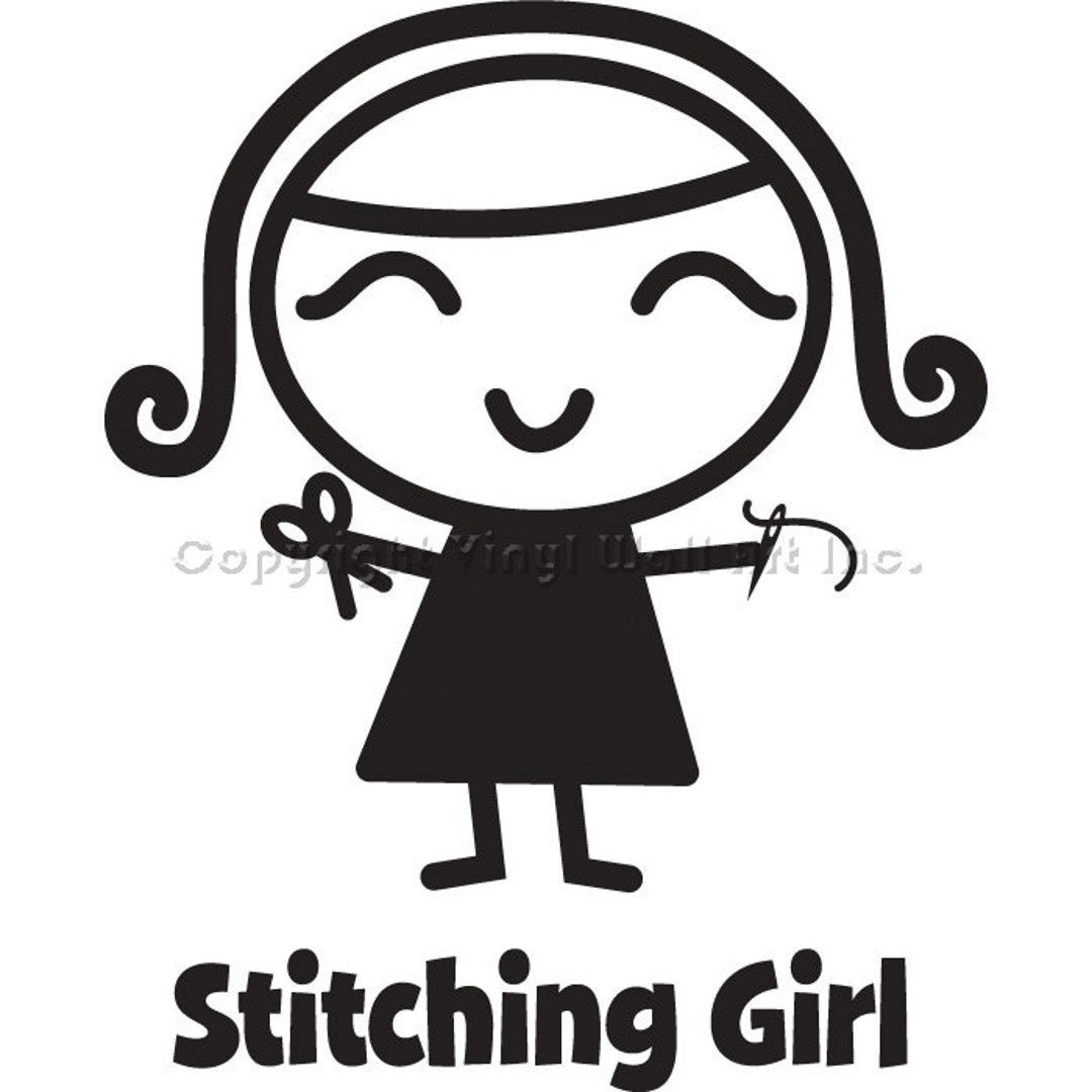 Stitching Girl Vinyl Car Decal - Etsy