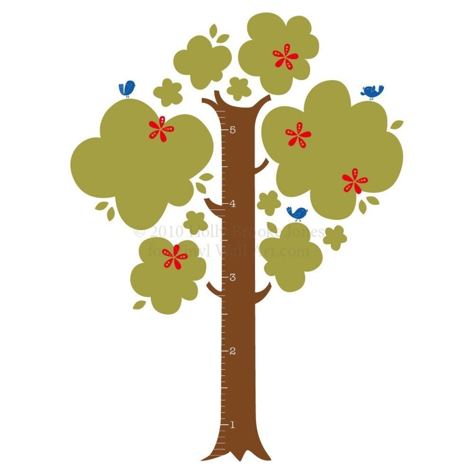 Birds in a Tree Vinyl Growth Chart Vinyl Decal: Child Decor, Children's ...