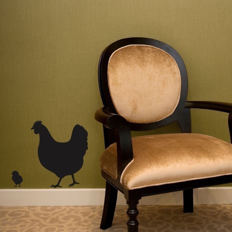 Chicken & Chick Set Vinyl Decal, Kitchen Vinyl Decal, Chicken Wall ...