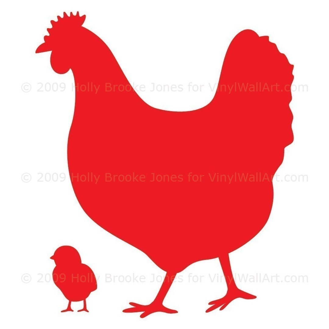 Chicken & Chick Set Vinyl Decal, Kitchen Vinyl Decal, Chicken Wall ...