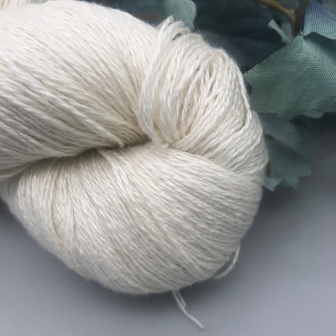 LACE Tussah Silk Linen Undyed Yarn, Ivory Heavy Lace Weight Silk Linen ...