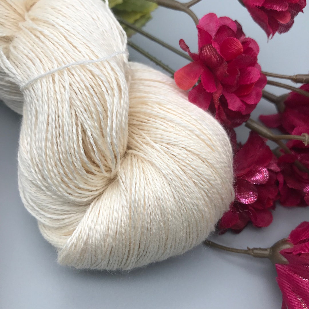 LACE Cotton Silk Undyed Yarn, , Lace Weight Bombyx Silk Cotton Natural ...
