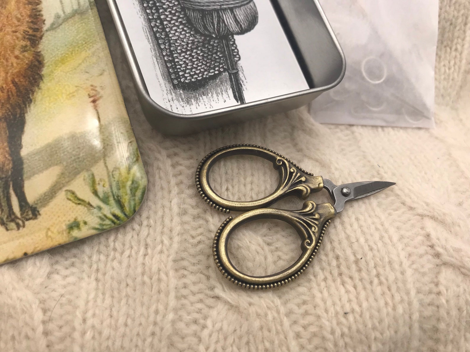 Llama Craft Notions Kit Tin With Scissors Alpaca Stitch - Etsy