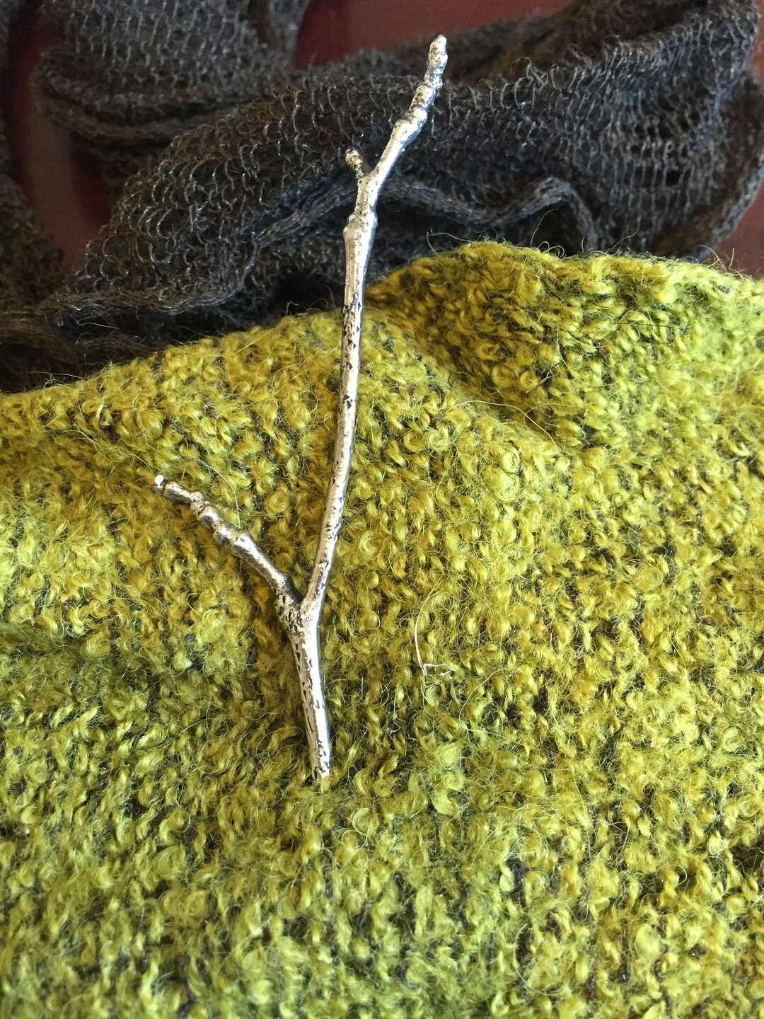 Twig Shawl Pin, Twig Shawl Stick, Sweater Closure, Bronze Shawl Stick ...