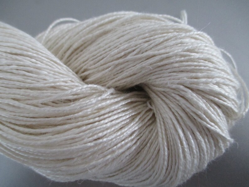DK Silk Linen Undyed Yarn Natural Ivory Bombyx Spun Silk and | Etsy