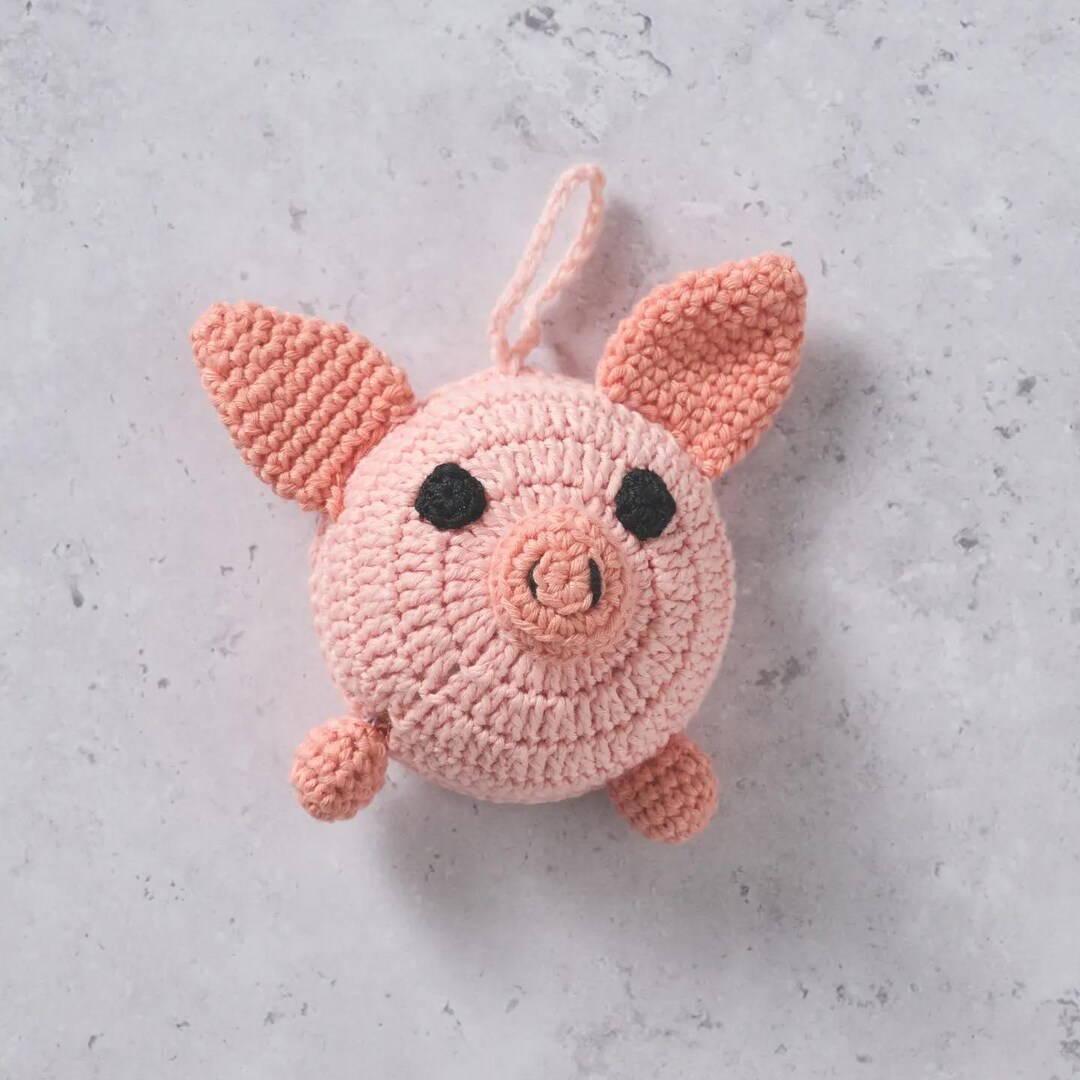 Crocheted Pig Tape Measure, Piglet Handcrafted Knitting Notion Gift for ...