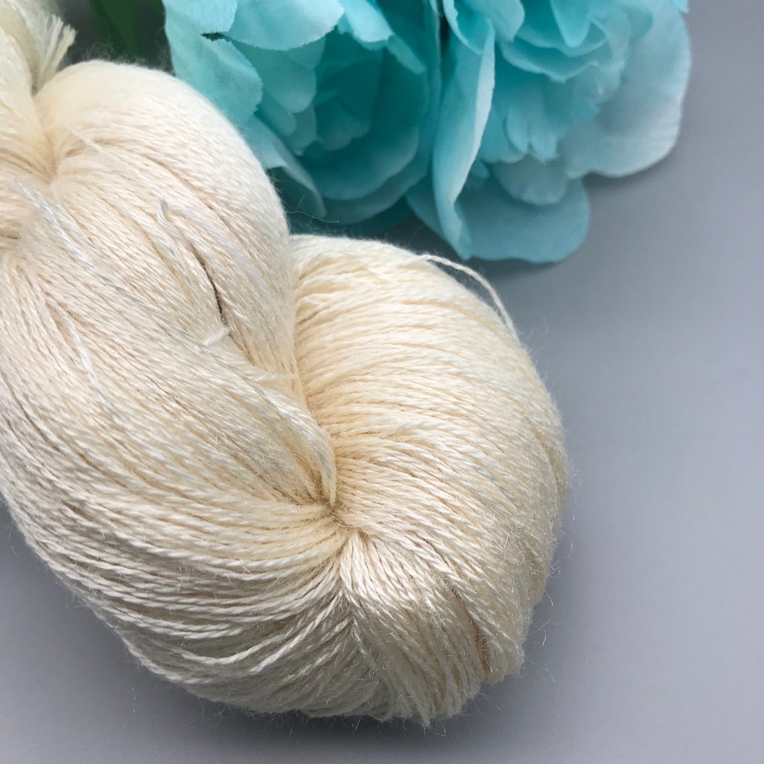 LACE Tussah Silk Undyed Yarn, Gossamer Lace Weight Yarn, Natural ...