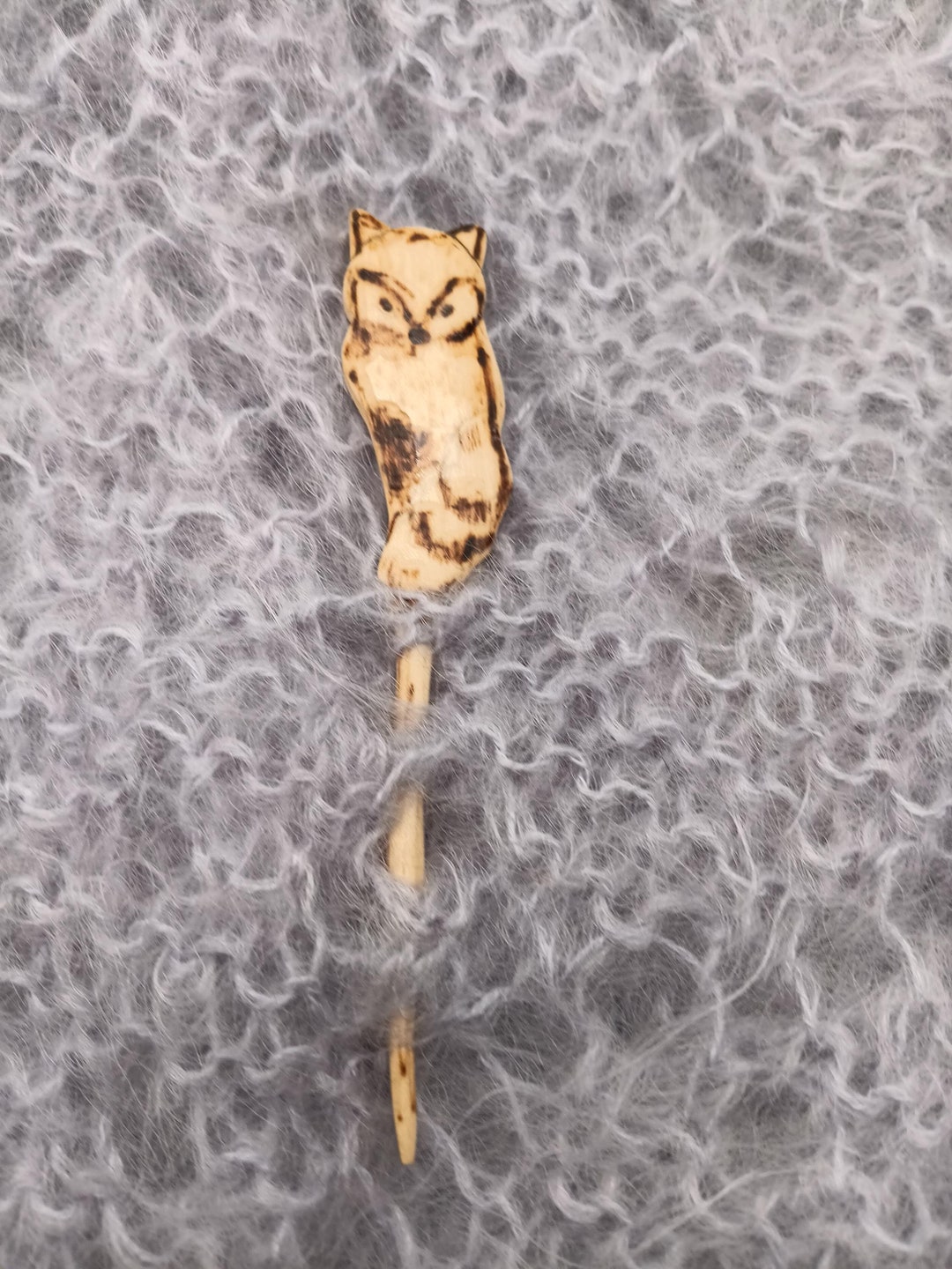 Wood Owl Shawl Stick Pin, Carved Wooden Owl Shawl Pin, Handcrafted ...