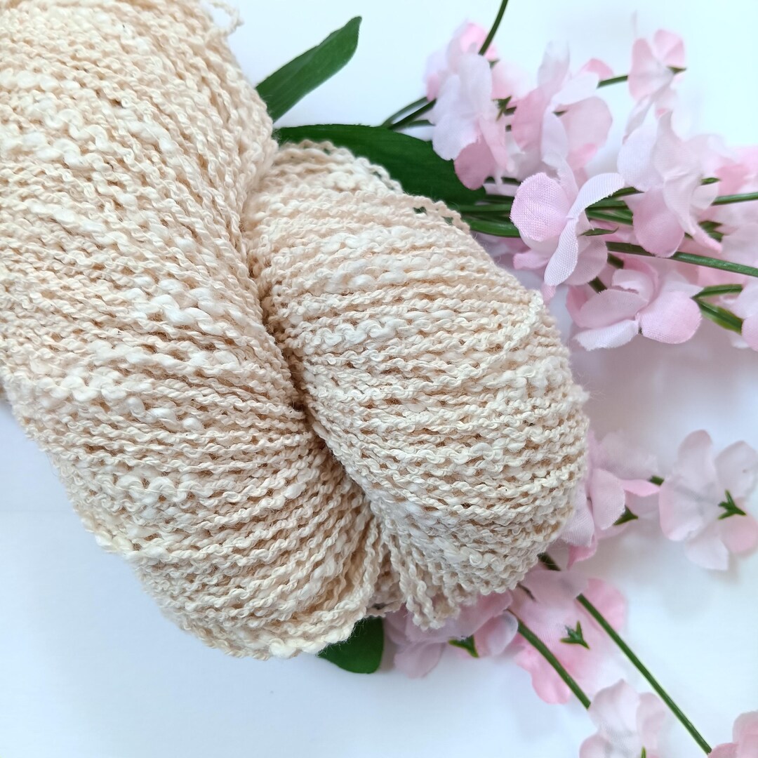 DK Thick and Thin Boucle Cotton Undyed Yarn, Vegan Sport Yarn Blank ...