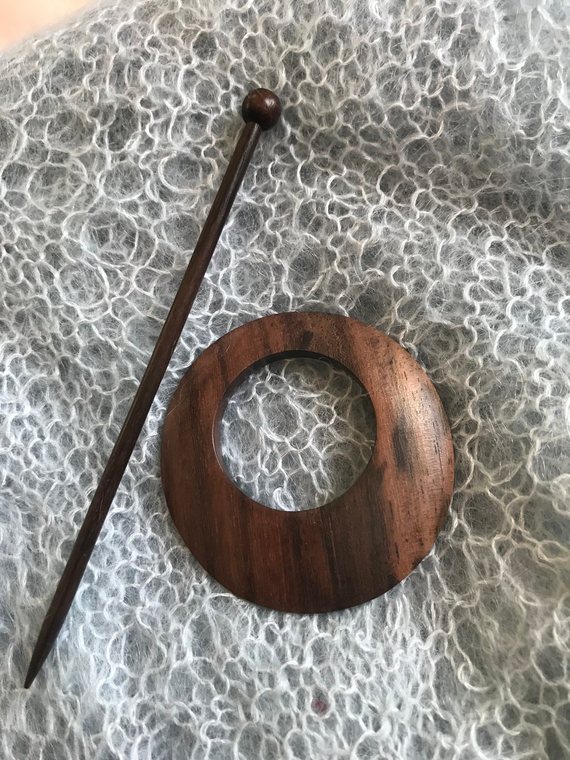 Wood Shawl Pin Classic Off Center Rosewood Shawl Pin Brooch | Etsy