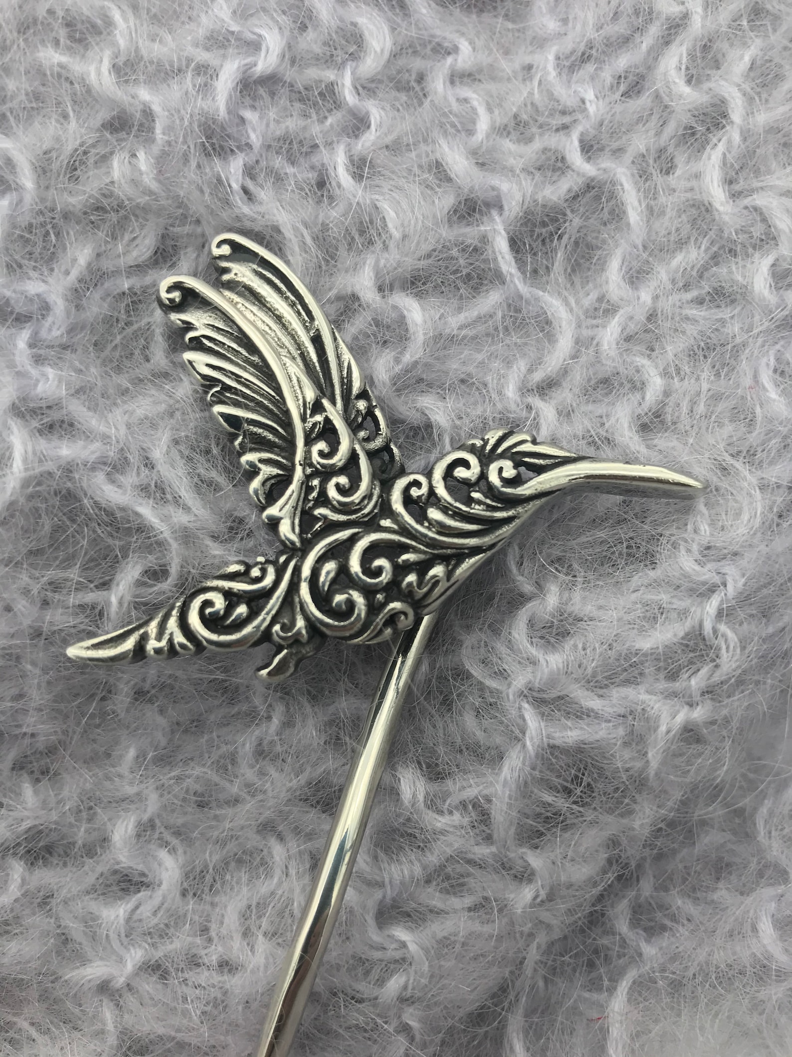 Jul Designs Filigree Hummingbird Shawl Pin Stick Handcrafted - Etsy