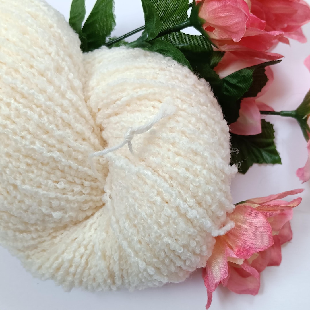 DK Merino Wool Boucle Yarn, Natural Sport Weight Superwash Boucle ...