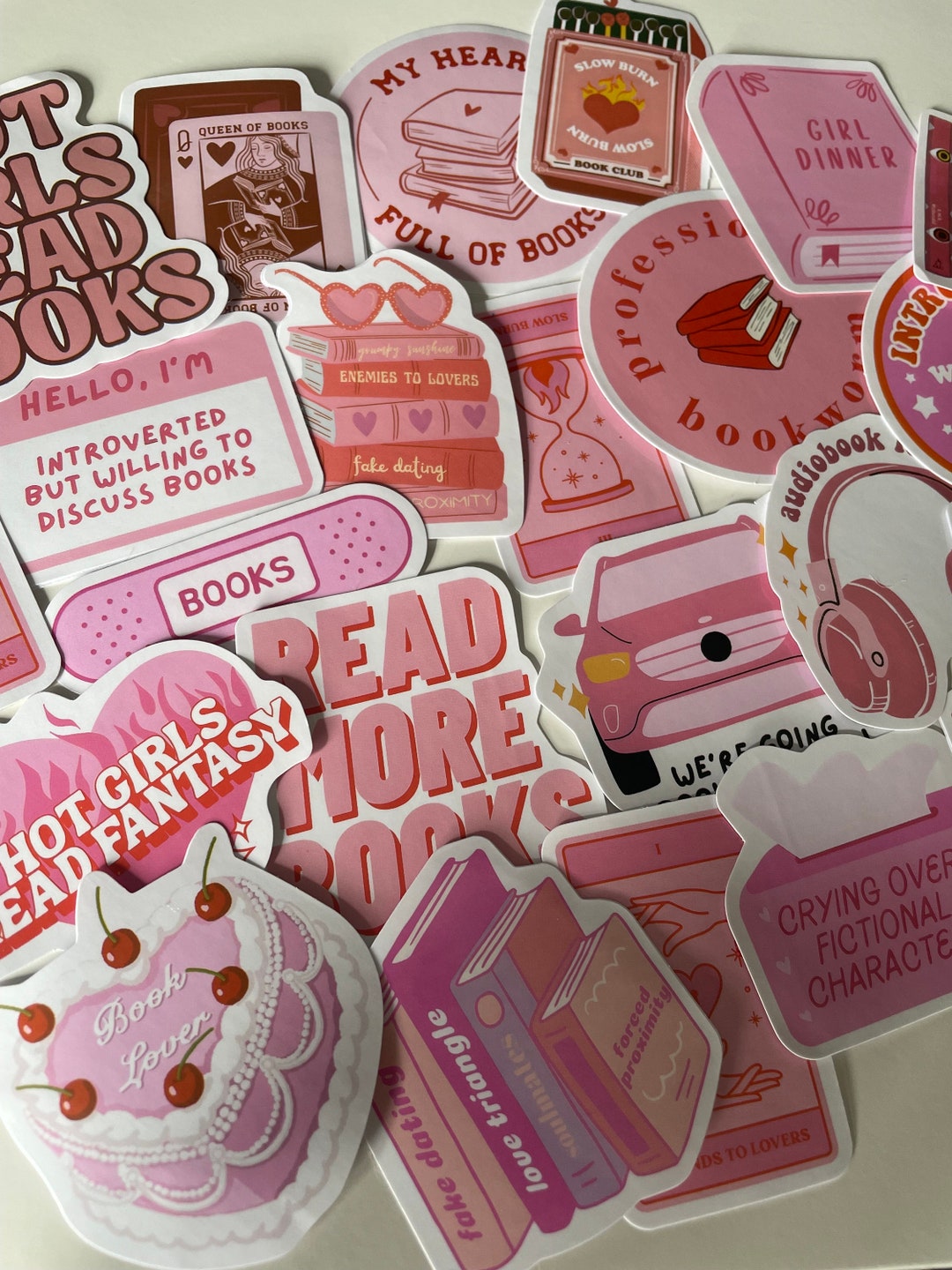 Pink Bookish Stickers - Etsy UK