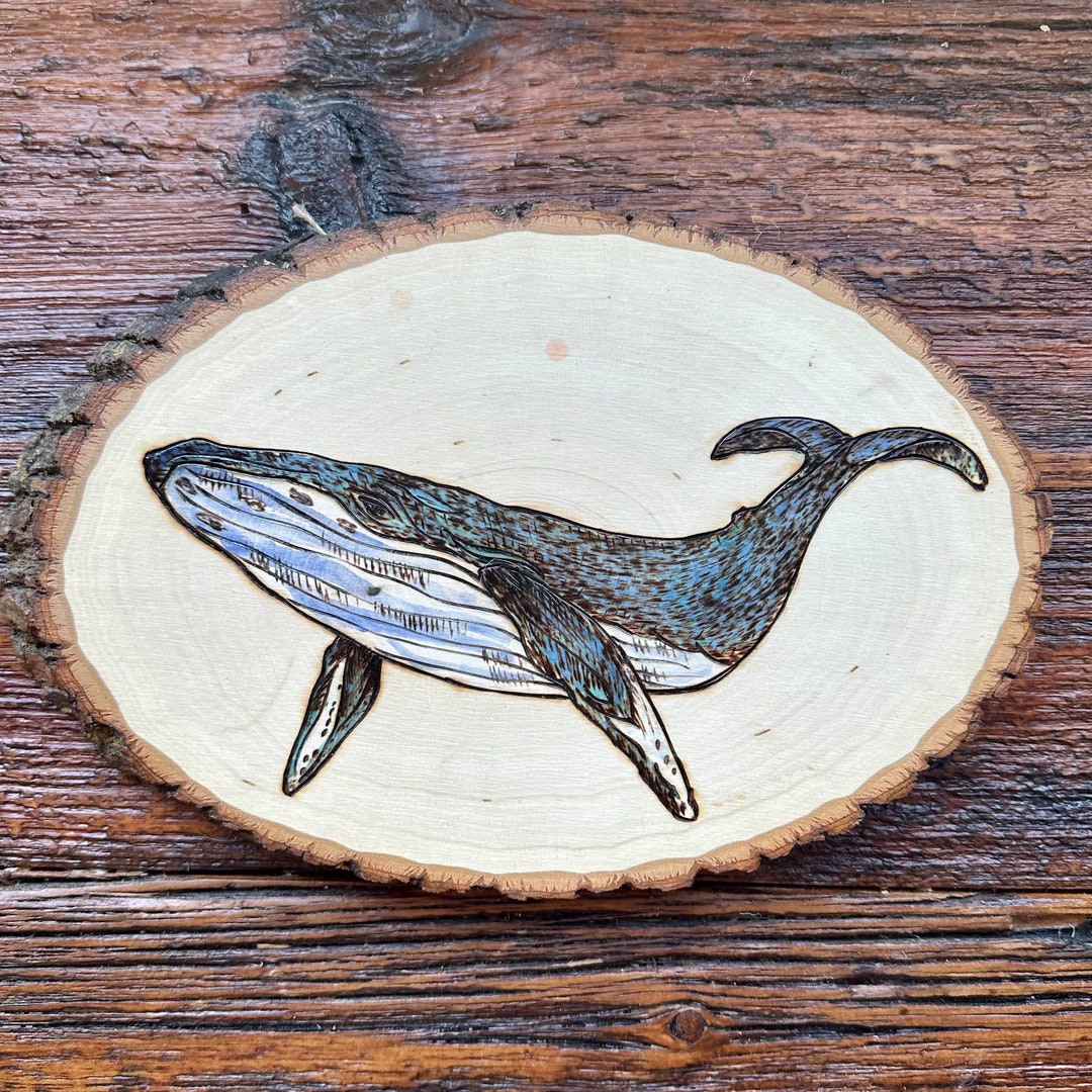Whale Wood Art, Wood Tree Slice Art, Whale Painting on Wood, Wood ...