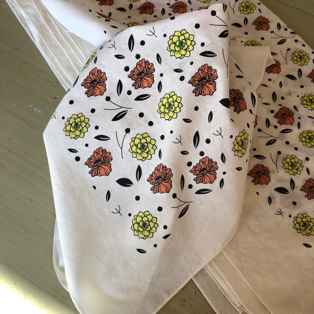 Floral Bandana Women Hair, Flower Bandana Cotton, Pretty Bandanas for ...