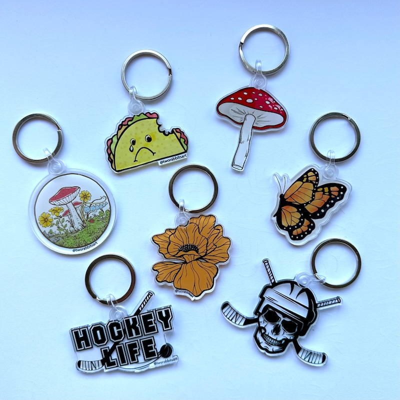 Acrylic Mushroom Key Chain - Etsy