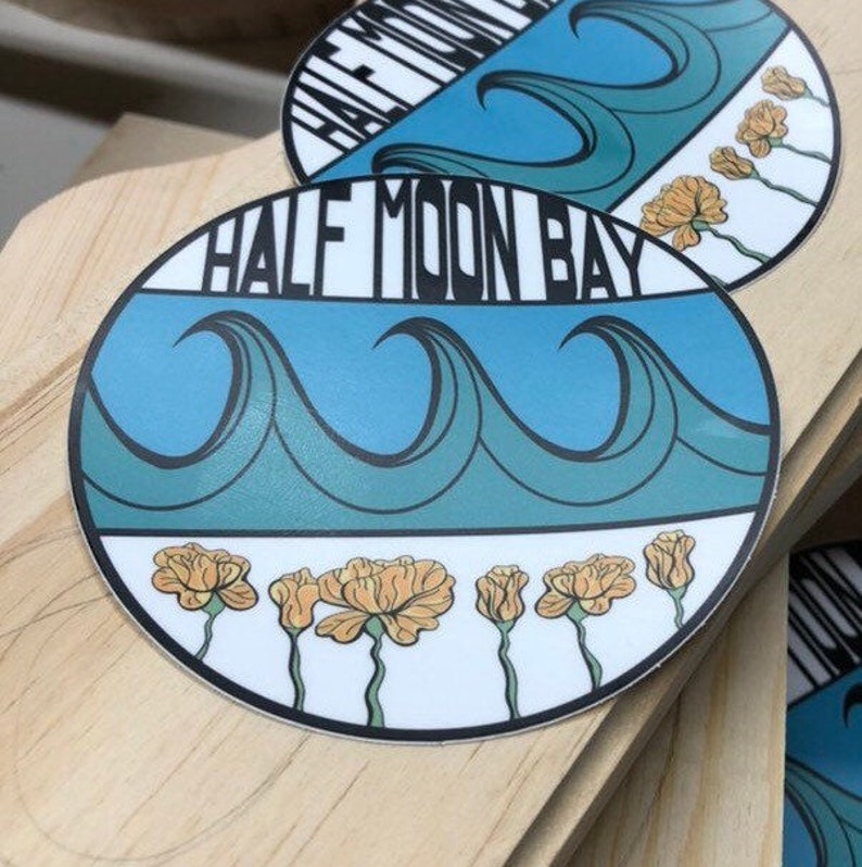 Half Moon Bay Sticker Laptop and Bottle Decal | Etsy