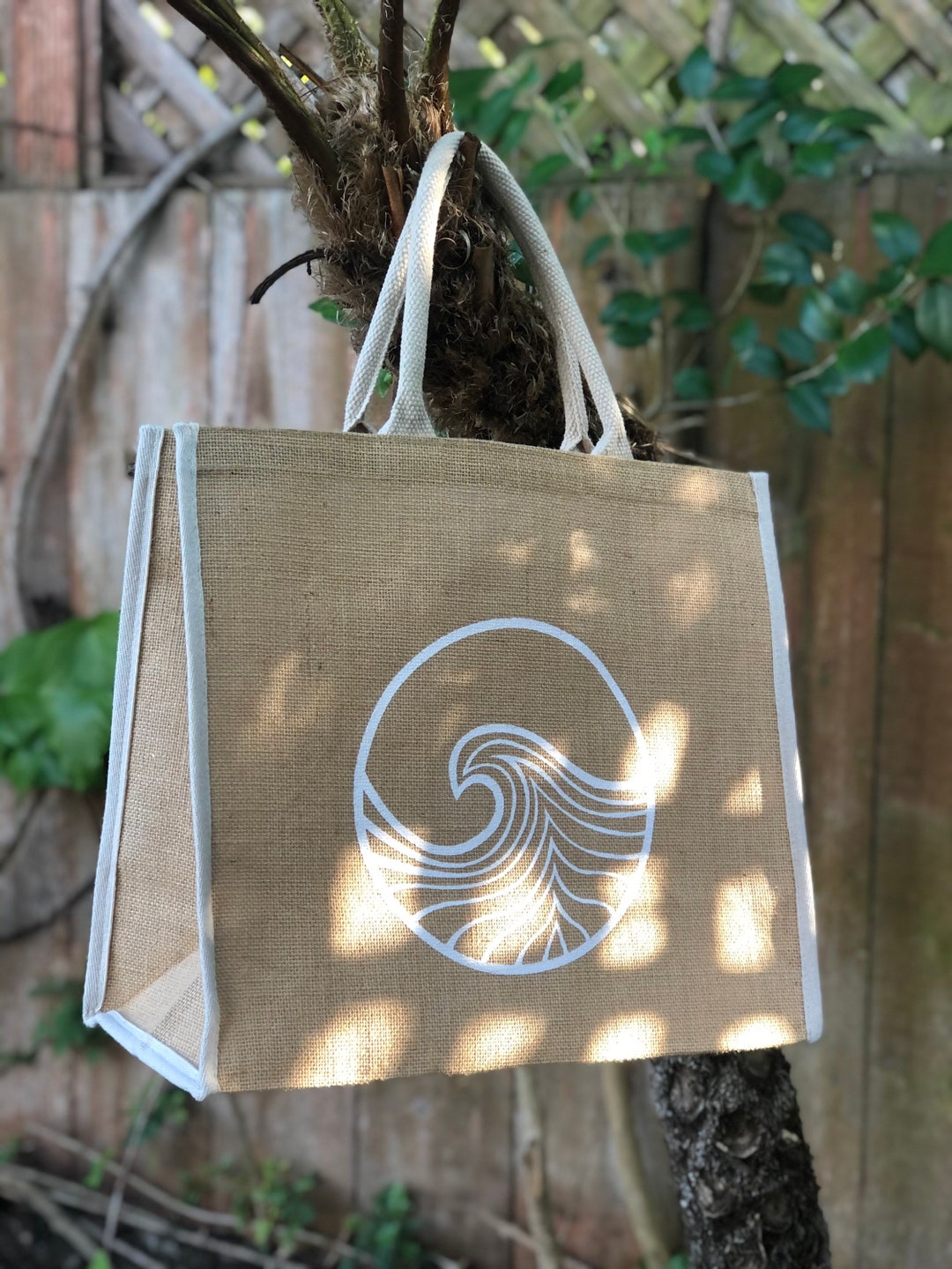 Wave Tote Bag, Jute Waves Tote, Beach Bag, Grocery Bag, Boho Tote - Etsy