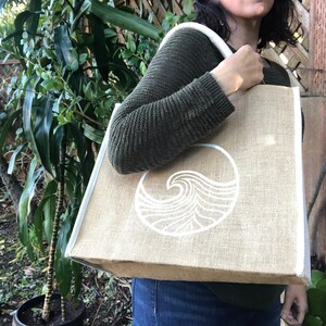 Wave Tote Bag, Jute Waves Tote, Beach Bag, Grocery Bag, Boho Tote - Etsy