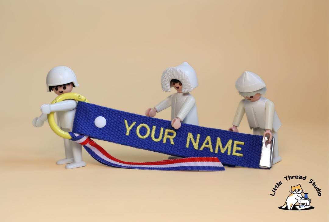 Personalised Blue Children Name Tag | Embroidery Keyring | Nursery ...