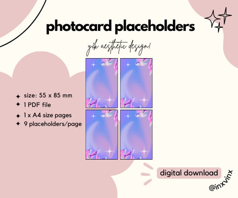 Y2k Photocard Binder Fillers Kpop PC Placeholders - Etsy