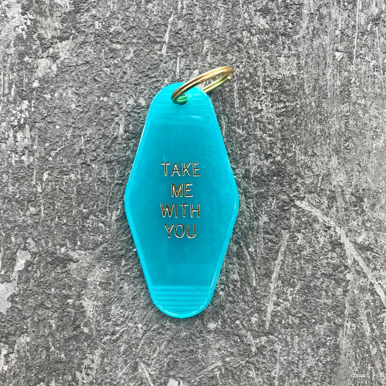 Take Me With You Hotel Key Fob Motel Key Chain in Turquoise | Etsy