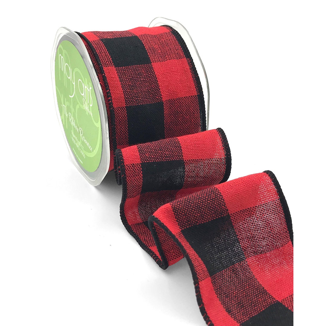 Red and Black Buffalo Check Wired Ribbon, 2.5 Inch, 10 Yards - Etsy