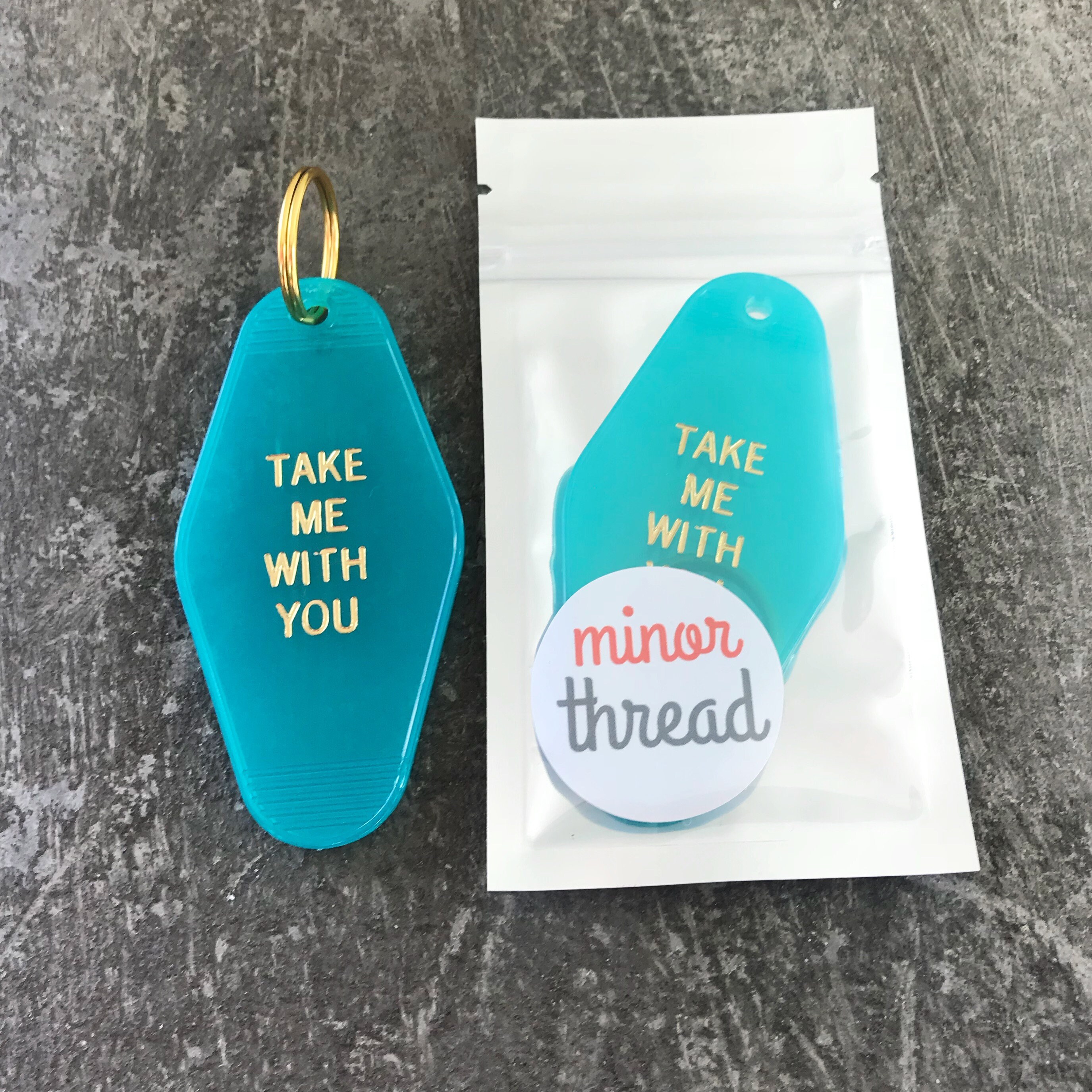 Take Me With You Hotel Key Fob Motel Key Chain in Turquoise | Etsy