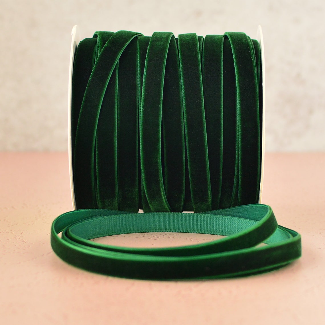 3 Yards Deep Green Velvet Ribbon 3/8 Single Face Velvet - Etsy
