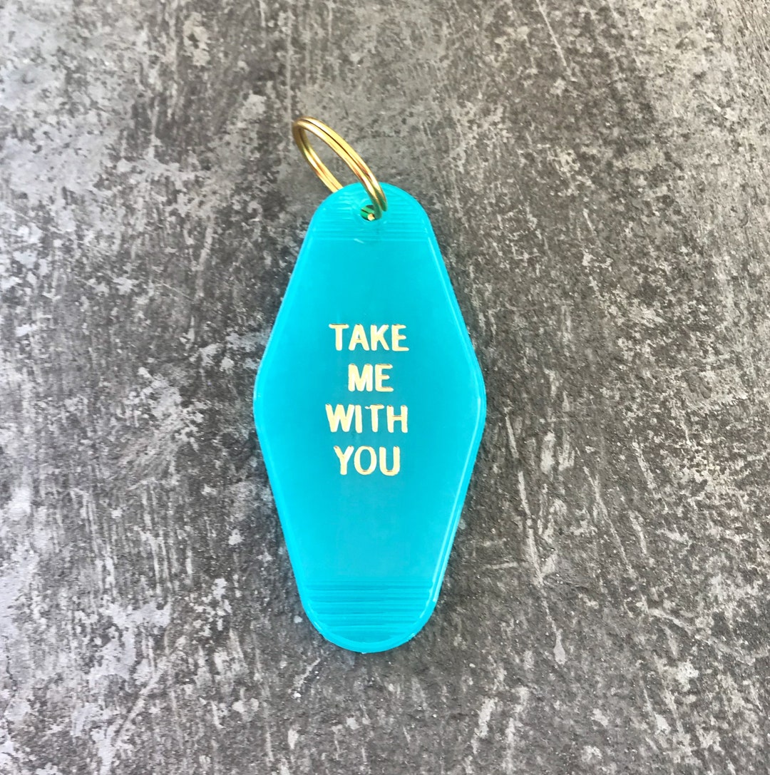 Take Me With You Hotel Key Fob | Motel Key Chain in Turquoise With Gold ...