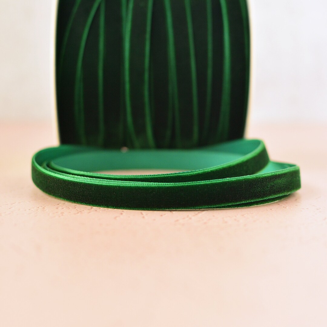 3 Yards Deep Green Velvet Ribbon 3/8 Single Face Velvet - Etsy