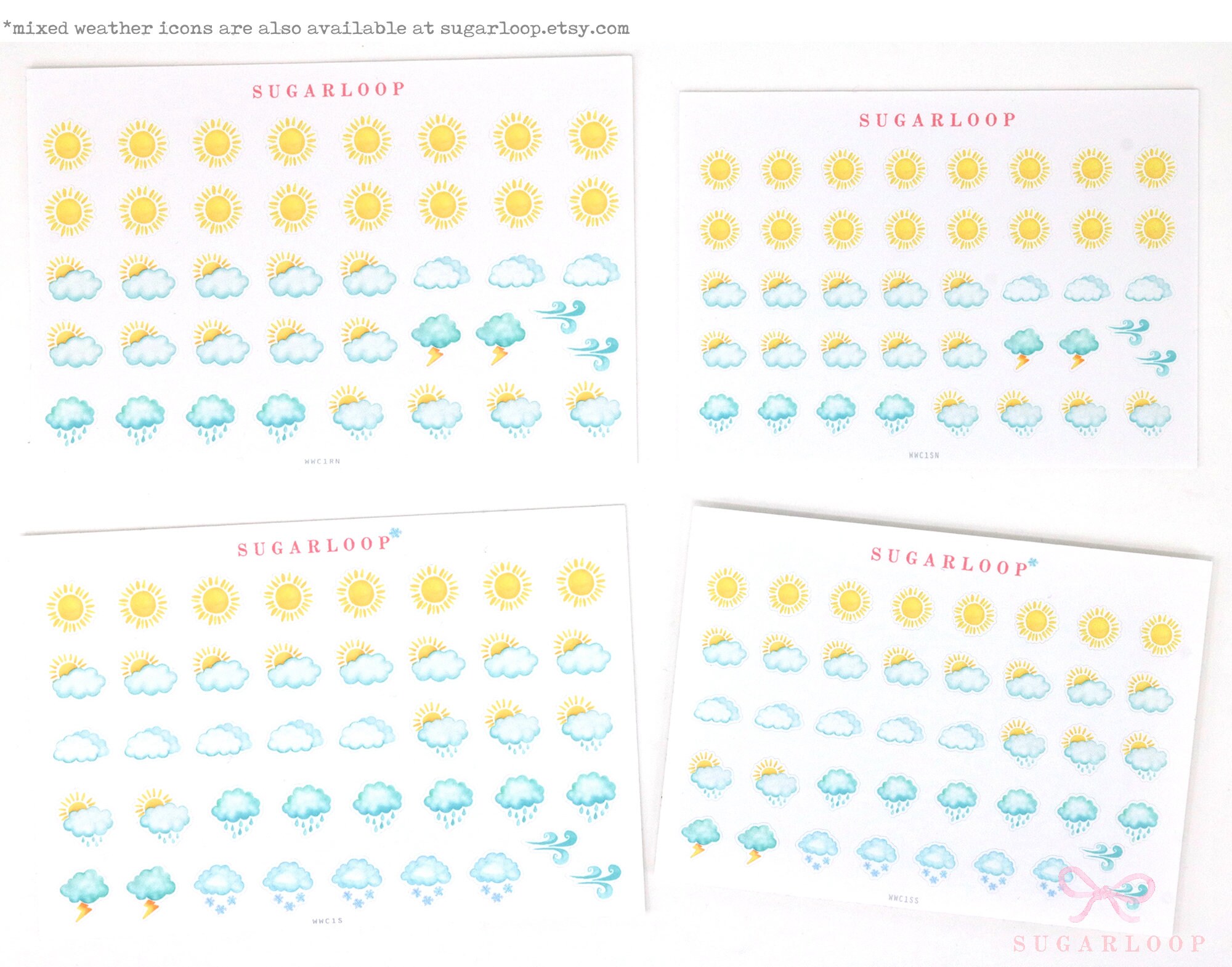 Watercolor Cloud Planner and Journal Stickers: Weather Journaling Icons ...