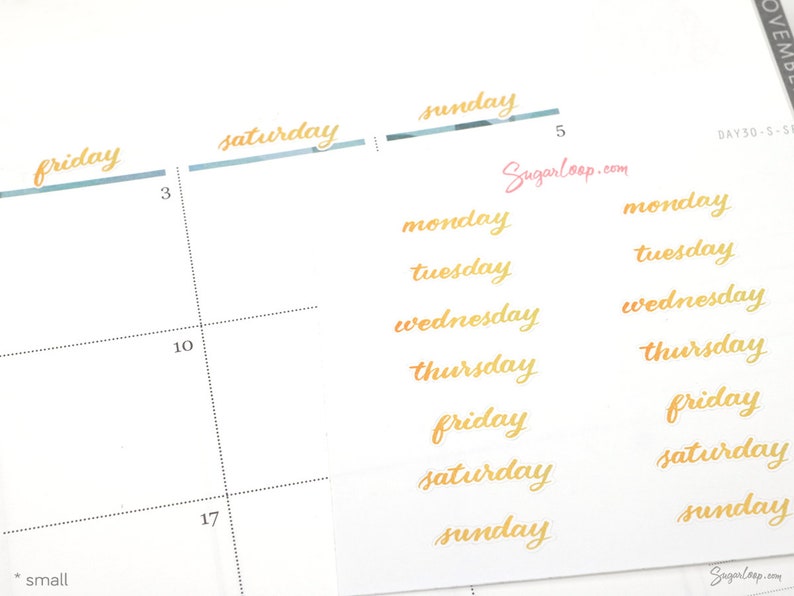 Watercolor Days of the Week Planner and Journal Stickers:1.25in & 1.5in ...