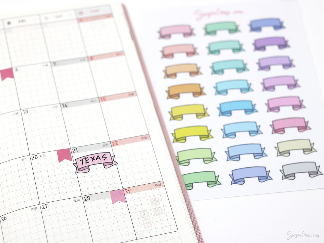 Banner Flag Bujo Planner Stickers: 20 Mm Wide Pastel Header to Do Task ...