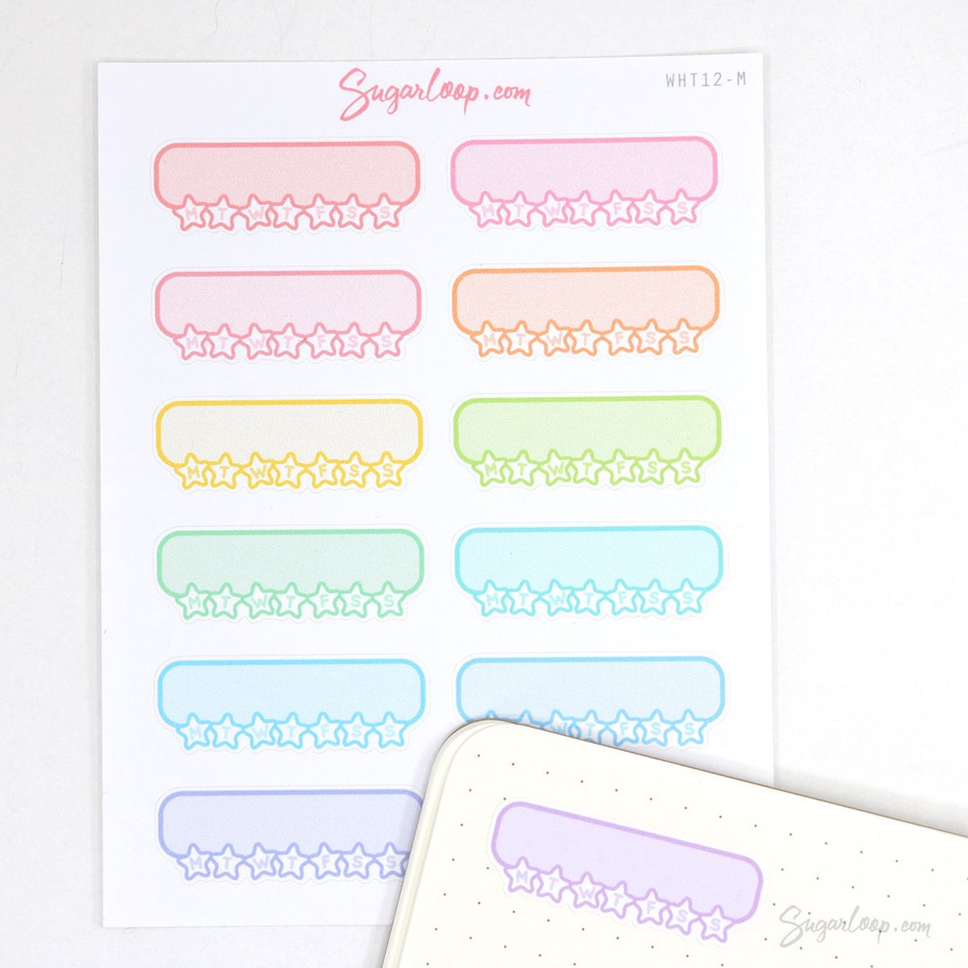 Cute Kawaii Style Weekly Habit Tracker Bujo Planner Stickers: Rainbow ...