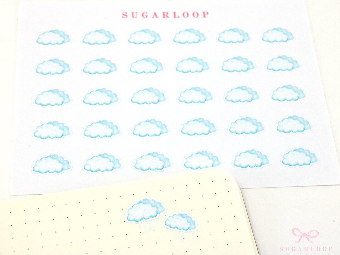 Watercolor Cloud Planner and Journal Stickers: Weather Journaling Icons ...