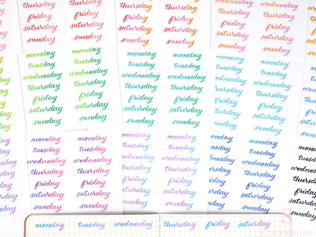 Watercolor Days of the Week Planner and Journal Stickers:1.25in & 1.5in ...
