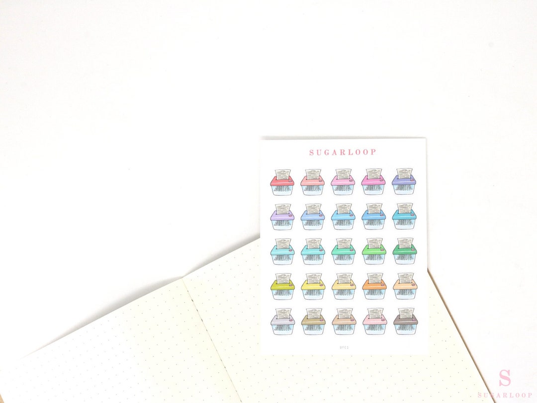Paper Shredder Work Office Bujo Planner Stickers: Rainbow | Hand Drawn ...