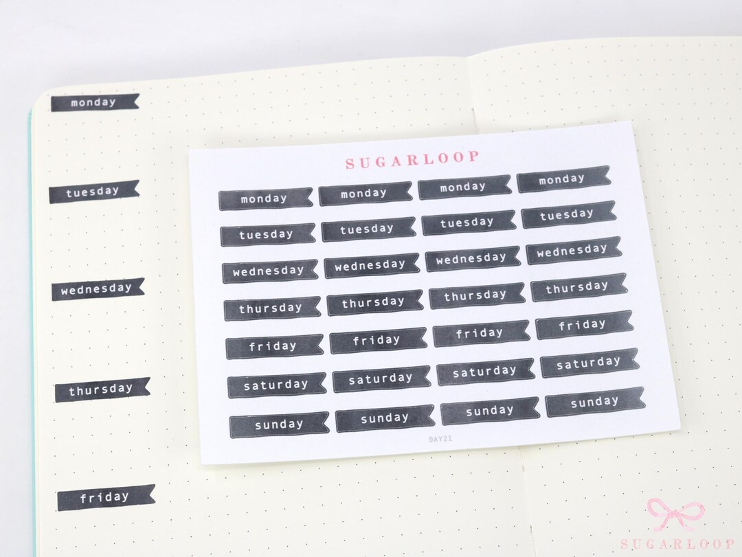 Watercolor Days of the Week Planner and Journal Stickers: Journaling ...