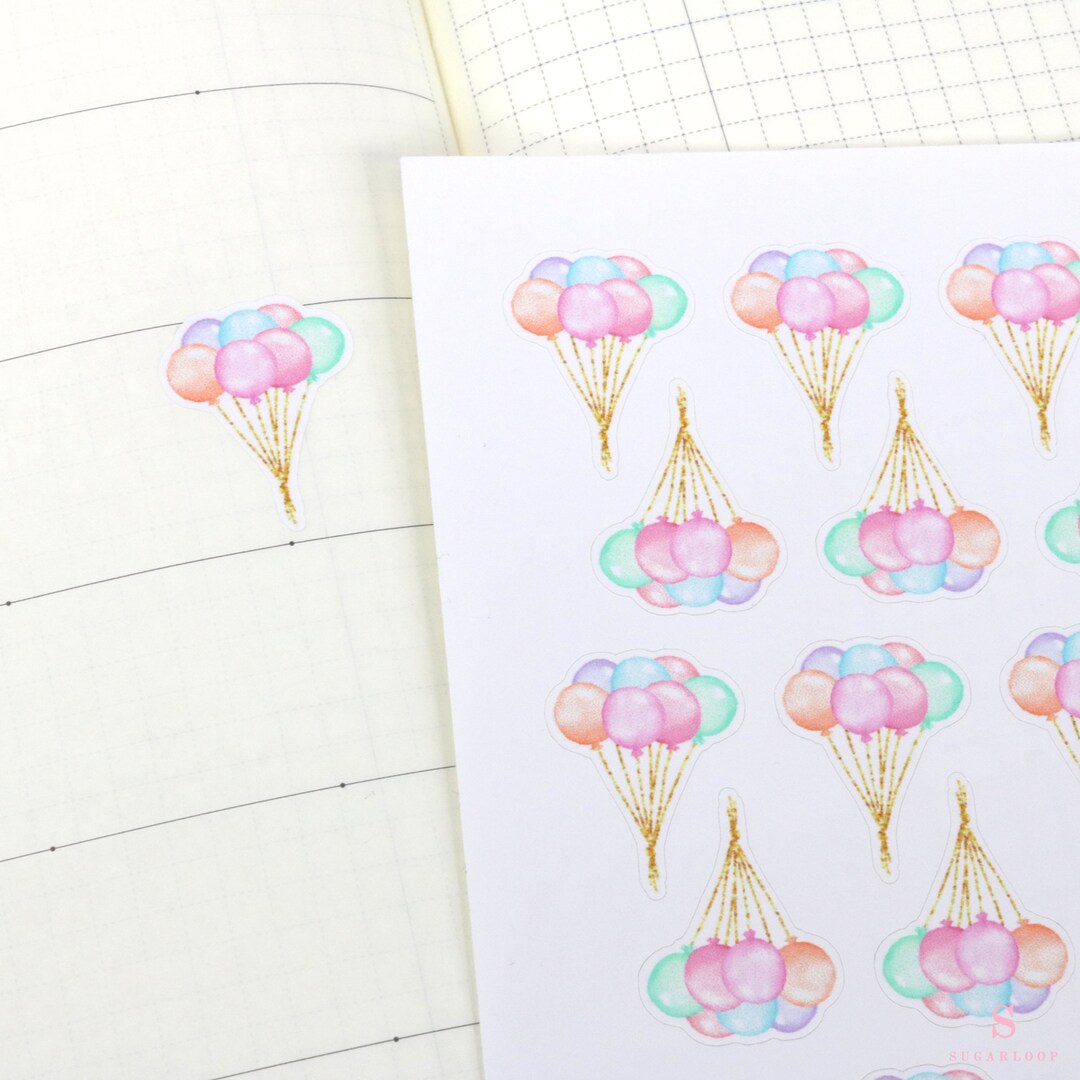 Watercolor Balloon Bunch Birthday Celebration Bujo Planner Stickers Mom ...