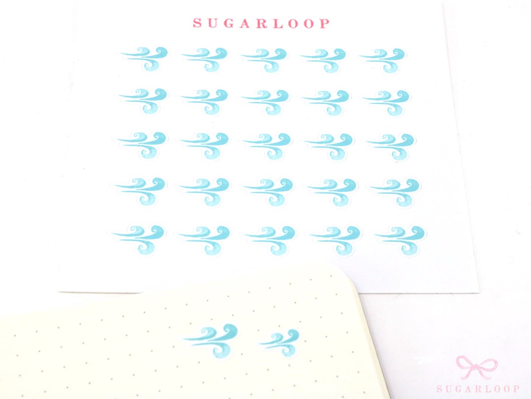 Windy Watercolor Weather Bujo Planner Stickers | Icon Trackers Season ...
