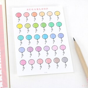 Cute Kawaii Balloon Bujo Planner Stickers Birthday Balloon Stickers for ...