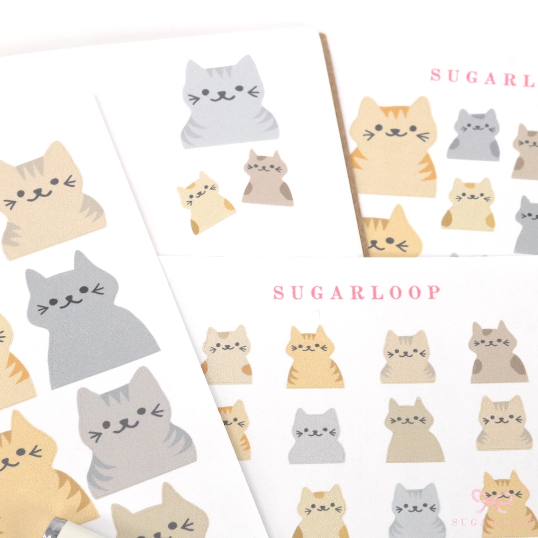 Cute Kawaii Cat Functional Sticker Labels for Bujo Planner Stickers ...