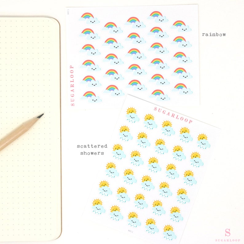 Kawaii Weather Icon Planner and Journal Stickers: Travel, Penpal ...