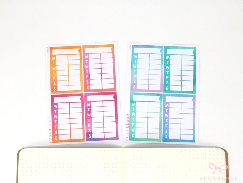 Watercolor Weekly Habit Tracker Planner and Journal Stickers: WHT ...