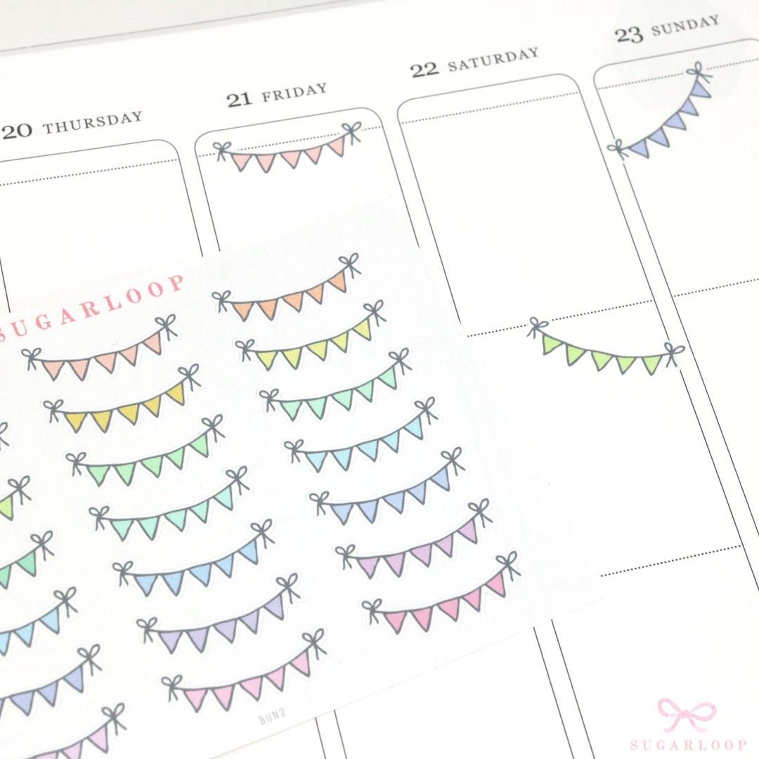 Small Daily Bunting Bujo Planner Stickers Pastel Rainbow | Birthday ...
