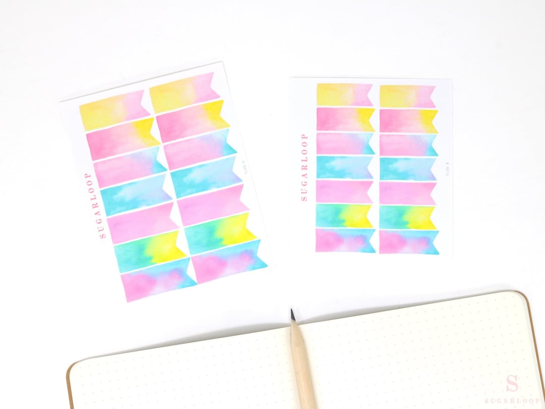 Watercolor Flag Planner and Journal Stickers: Journaling Appointment ...