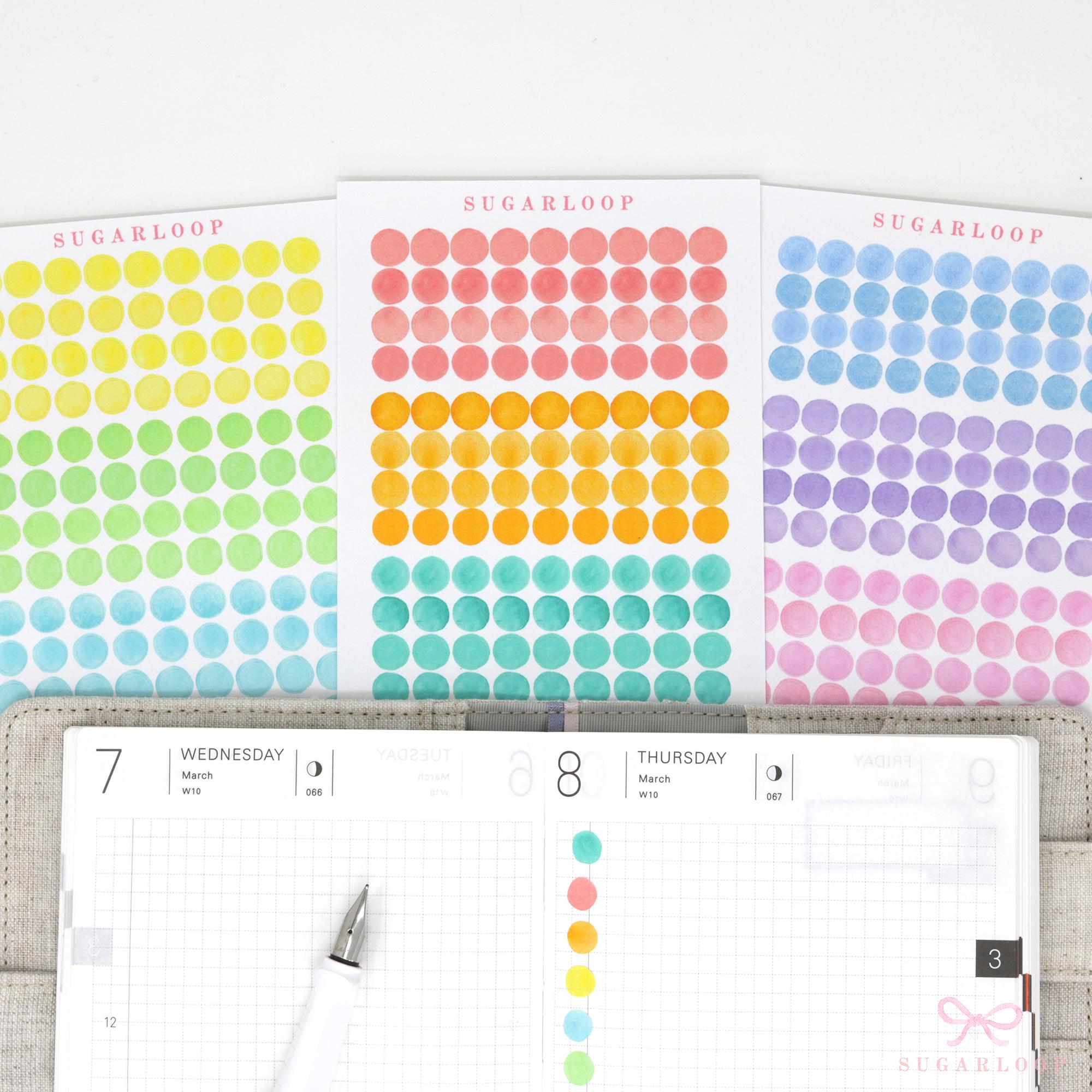 Watercolor Dot Planner and Journal Stickers: Rainbow Journaling ...